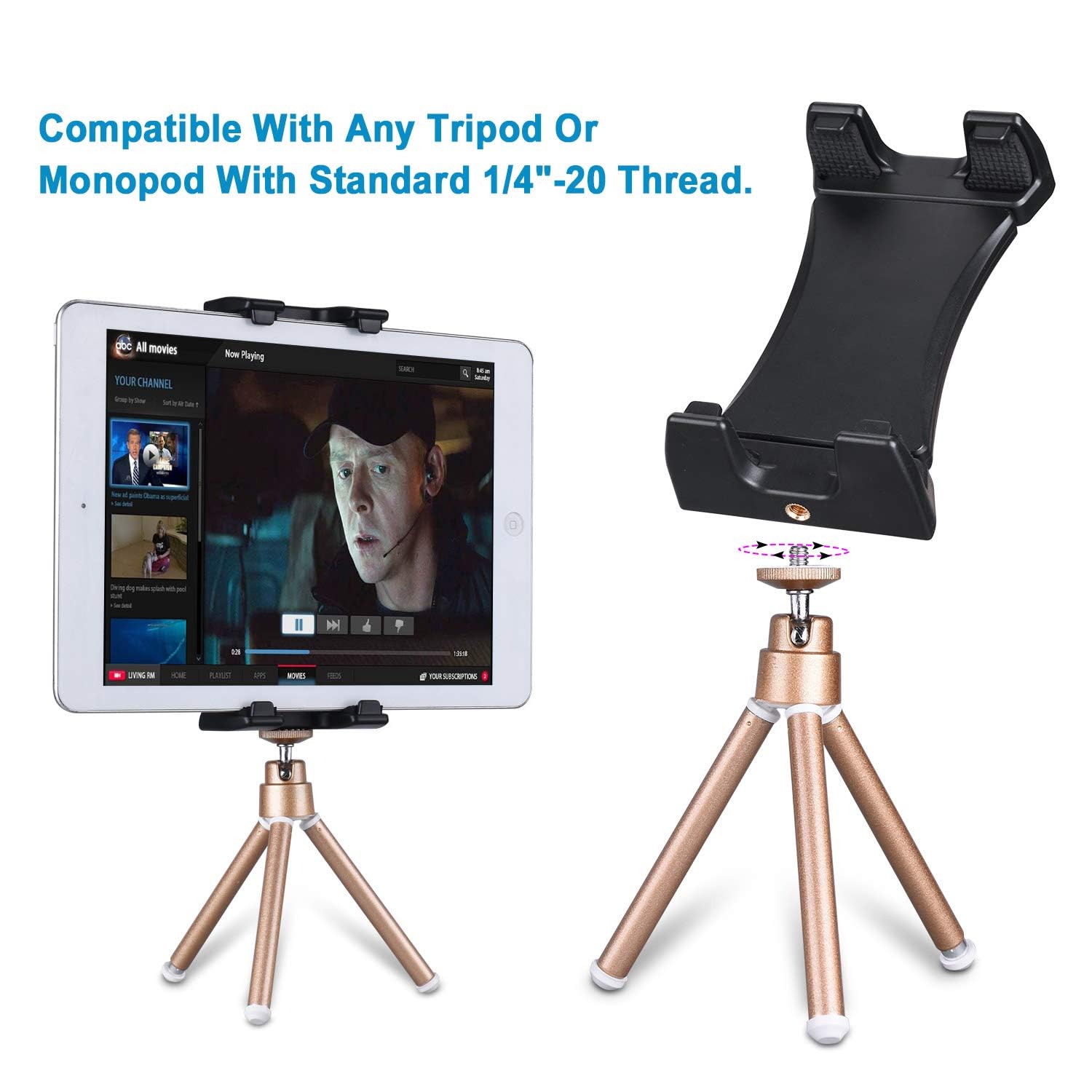 JUBOR Tablet Holder, Bike ipad Holder Stand for Indoor Gym Treadmill, Stationary Bicycle and Spin Exercise Bike, Tablet Mount Clamp for iPad Pro 12.9, Mini, Air, Galaxy Tabs and 4.7-12.9" Devices