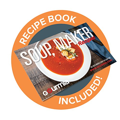 Gourmia GSM1450 Automatic Soup Maker - 6 in 1 Hot or Cold Soup Maker Plus Soy Milk, Rice, Porridge & More - 4 Blades, Cool Touch, Durable Stainless Steel with Free Recipe Book