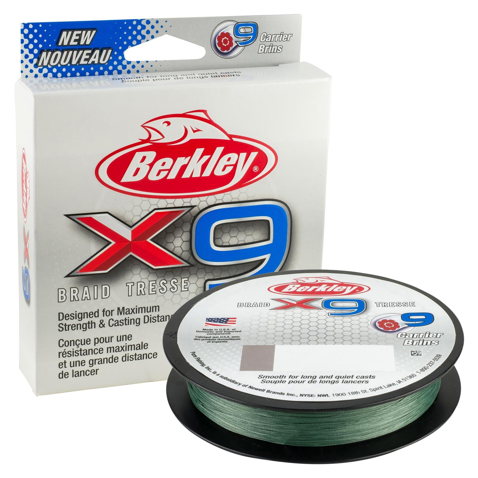 Berkley x9 Braid Superline, Crystal, 15lb test | 31 lbC | 14.2kg, 164yd | 150m Fishing Line, Suitable for Freshwater and Saltwater Environments