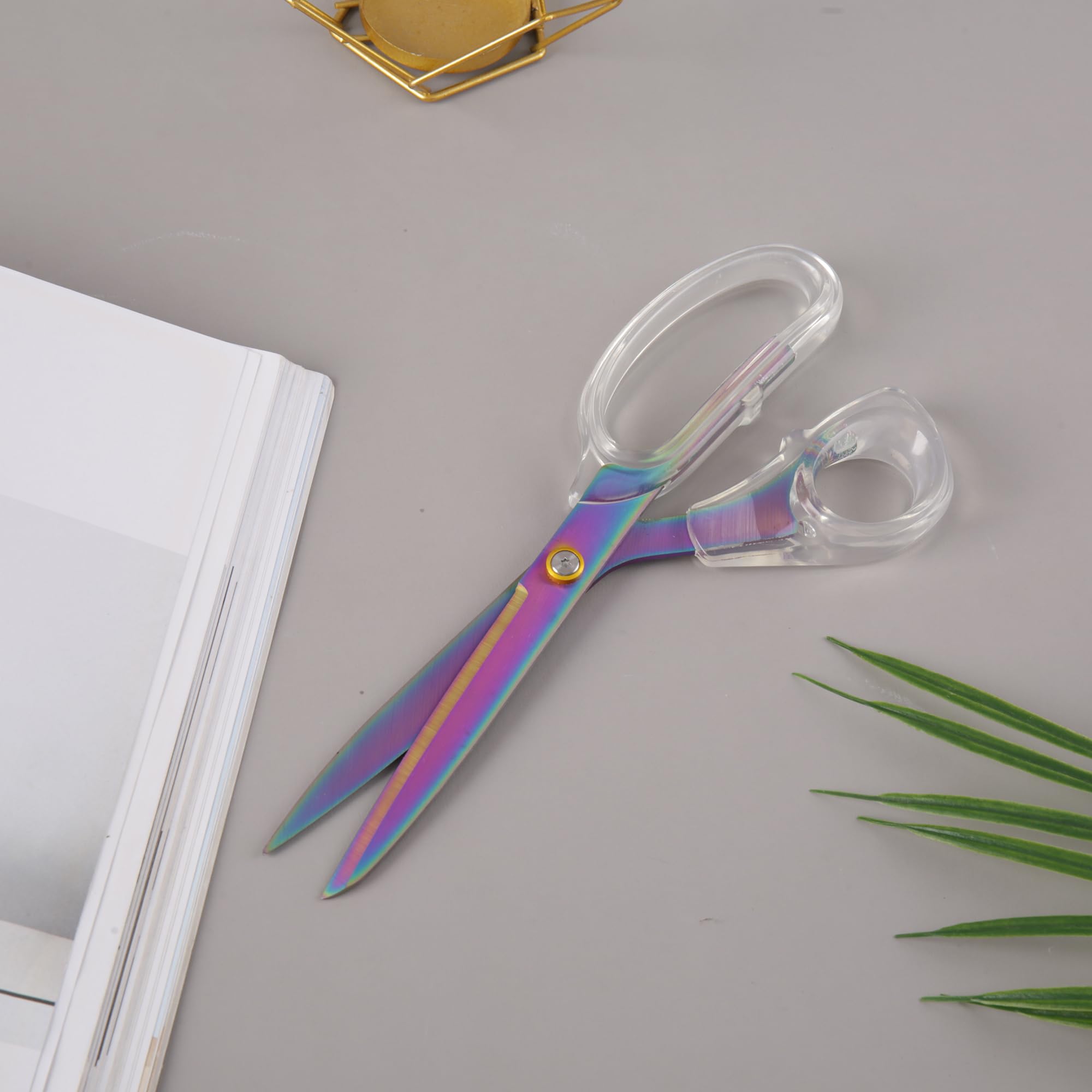 Acrylic Scissors, 9β Ultra-Sharp Titanium Coated Blades and Sharp All-Purpose Scissors, Sewing Scissors, Office Scissors, Comfortable Handle Design, Versatile Usage (Rainbow)