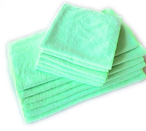 DaChan ONE Dozen(12pcs) Microfiber Cleaning Towels 18" x 18" - Green
