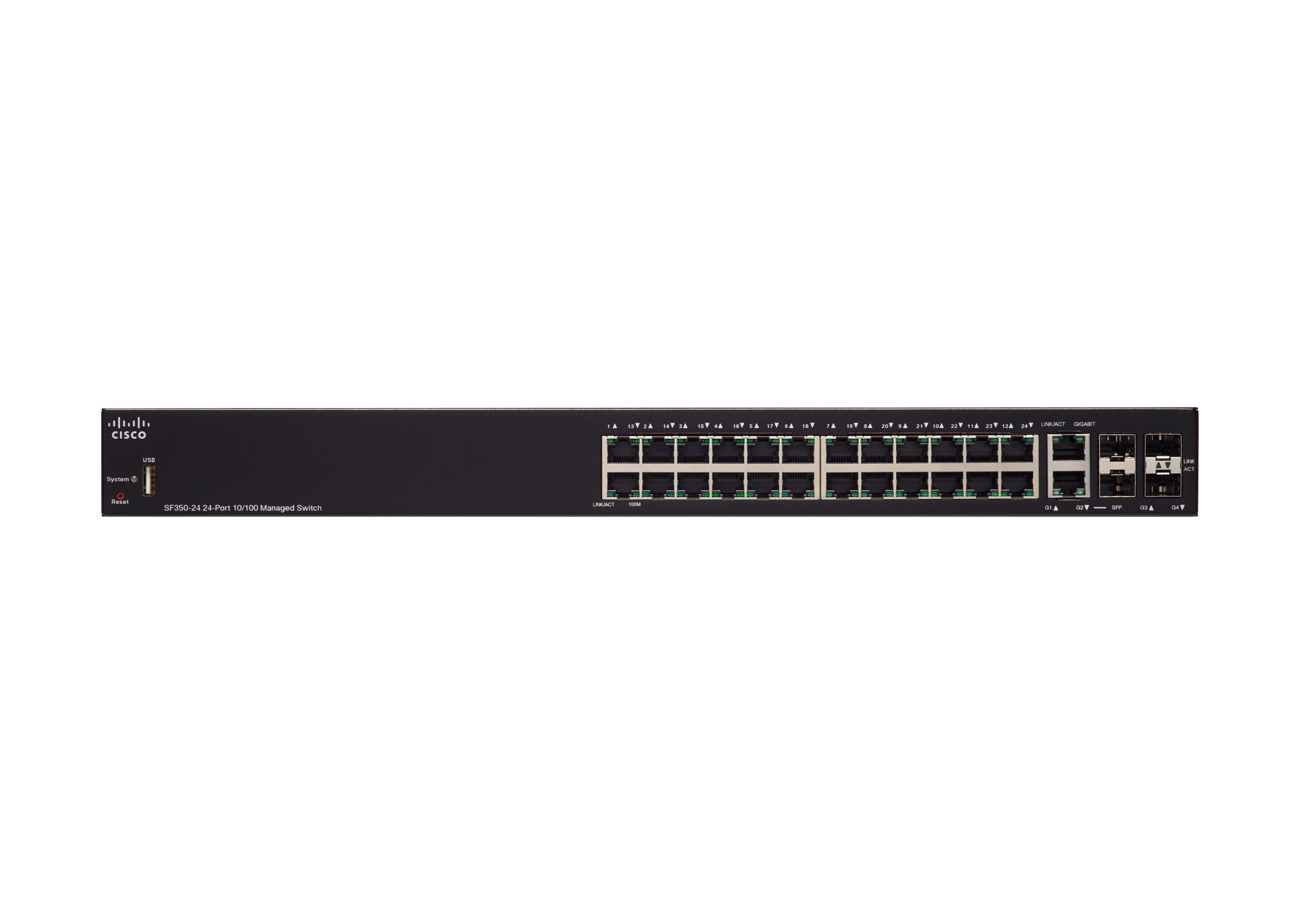 Cisco SF350-24 Managed Switch | 24 10/100 Ports | 4 Gigabit Ethernet (GbE) Combo SFP | Limited Lifetime Protection (SF350-24-K9-NA)