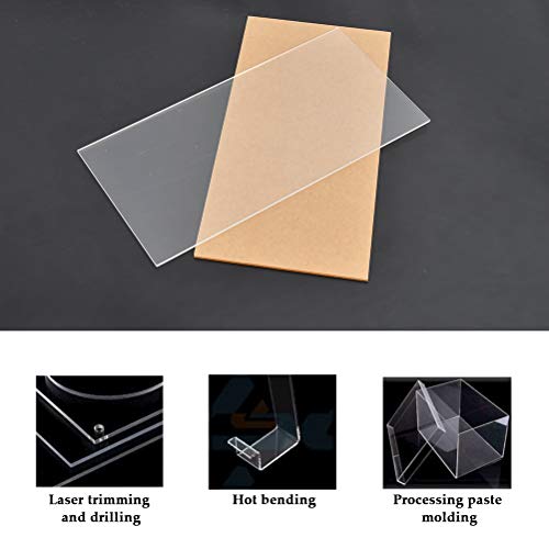 BUYGOO 4Pack Clear Acrylic Sheet 6″ x 12″ x 1/8" Clear Plexiglass Sheet Clear Plastic Square Sheet, DIY Materials for Househld Decoration, Advertisement Signs, Display, Picture Frame, Painting