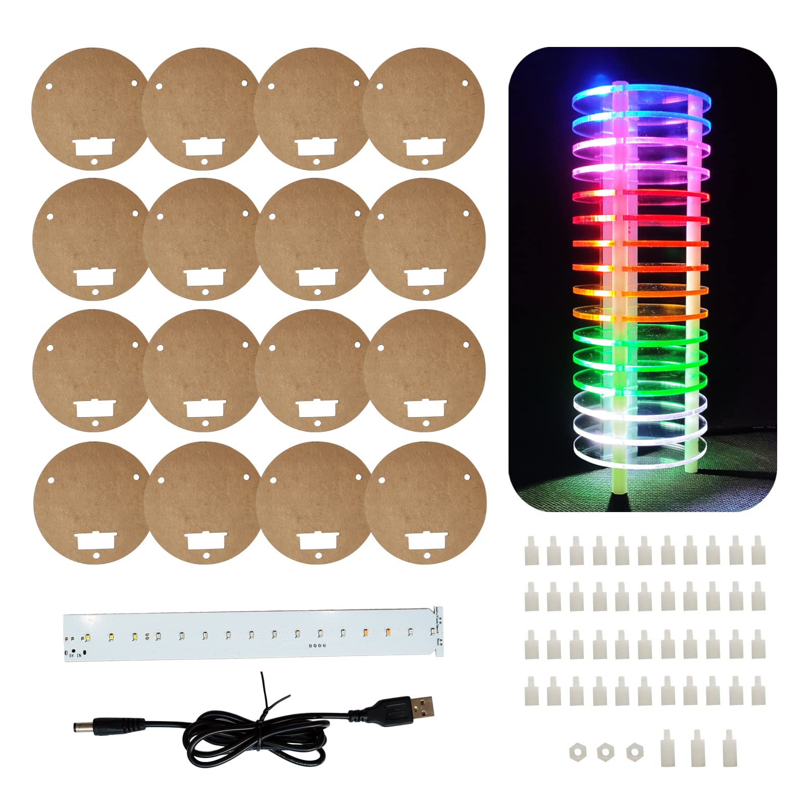 iCubeSmart 16 LED Audio Spectrum DIY Electronic Kits, Built-in Microphone to Collect Music (PP16-Round)