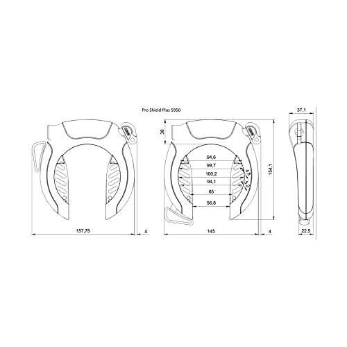 ABUS Pro Shield 5950 R Frame Lock - Key Not Removable When Lock Open - Bicycle Lock with ABUS Security Level 9, Black