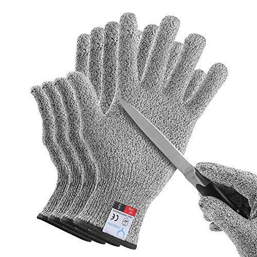 YINENN 2 Pairs (4 Gloves) Cut Resistant Gloves Food Grade Level 5 Protection,Kitchen Cut Gloves for Oyster Shucking,Fish Fillet Processing,Mandolin Slicing,Meat Cutting,Wood Carving-(XL)