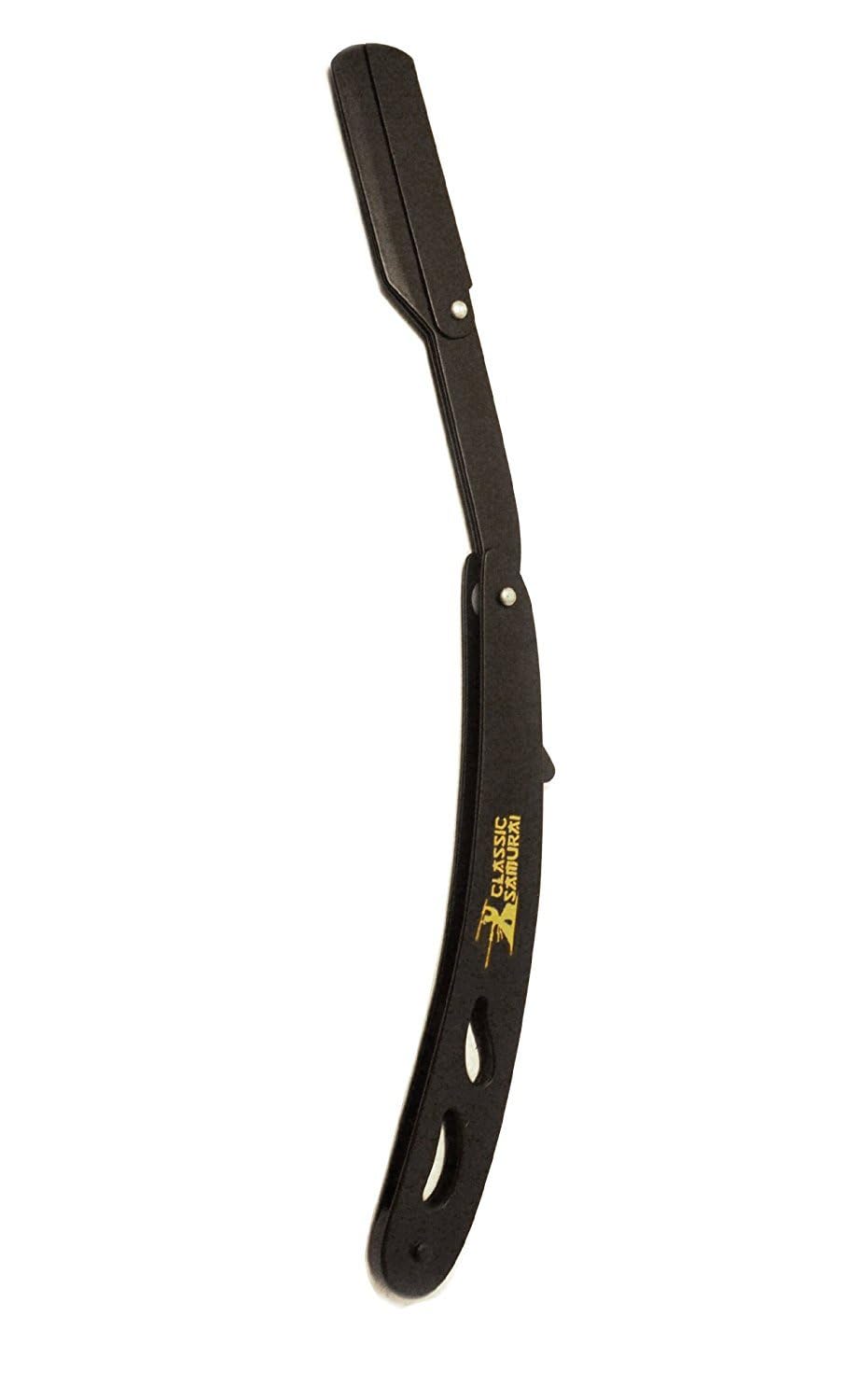 Classic Samurai CS-102 Stainless Steel Professional Barber Straight Edge Shavette Cut Throat Razor (Matte Black + 100 Lord Blades)