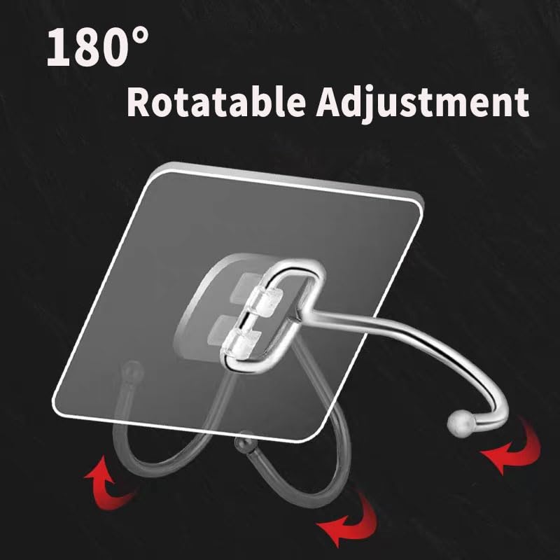 8pcs Large Adhesive Hooks For Hanging 25Ib(Max),Waterproof And Rustproof Wall Hooks For Hanging Heavy Duty,Self Adhesive Hooks Ceiling,Shower Key Hooks,No Damage,No Nail Sticky Wall Hooks For Kitchen