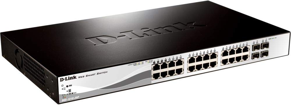 D-Link DGS-1210-28P Web Smart 24-Port GIGABIT POE Switch with 4 SFP Slots, Green
