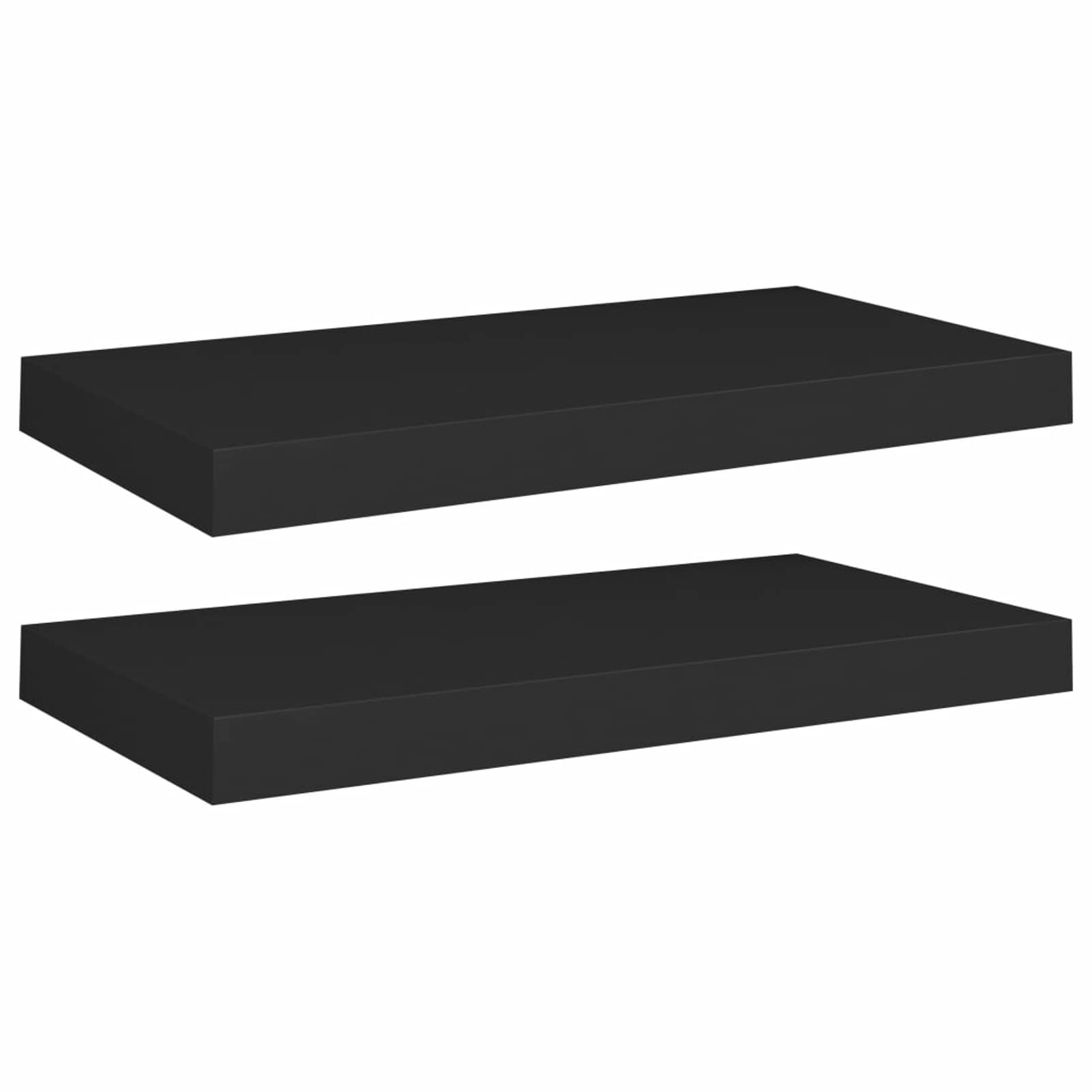 Tidyard 2 Piece Floating Shelves MDF Wall Mounted Shelf Photo Display Stand Storage Rack Black for Living Room, Bedroom, Bathroom, Home, Office Decor 19.7 x 9.1 x 1.5 Inches (L x W x H)