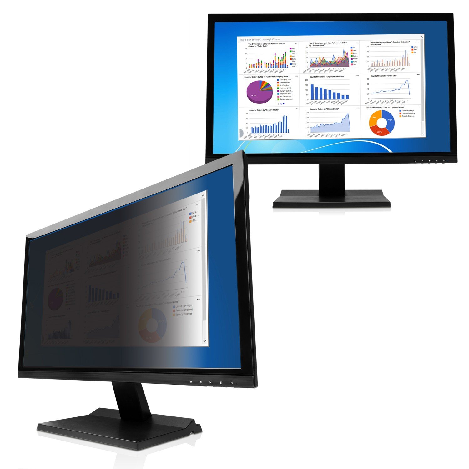 V7 PS27.0W9A2-2N 27" Privacy Filter (16:9, 23.46 x 13.18 in / 59.6 x 33.5 cm, Cleaning Cloth, mounting Straps) matt/Glossy