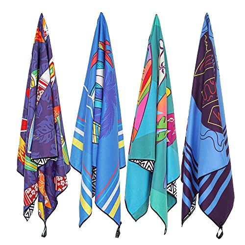 4Monster Microfiber Beach Towel Quick Dry,Super Absorbent Lightweight Travel Towel for Swimmers, Sand Free Camping Towel, Beach Towels for Pool, Swim, Water Sports,Yoga,Gym,Backpacking