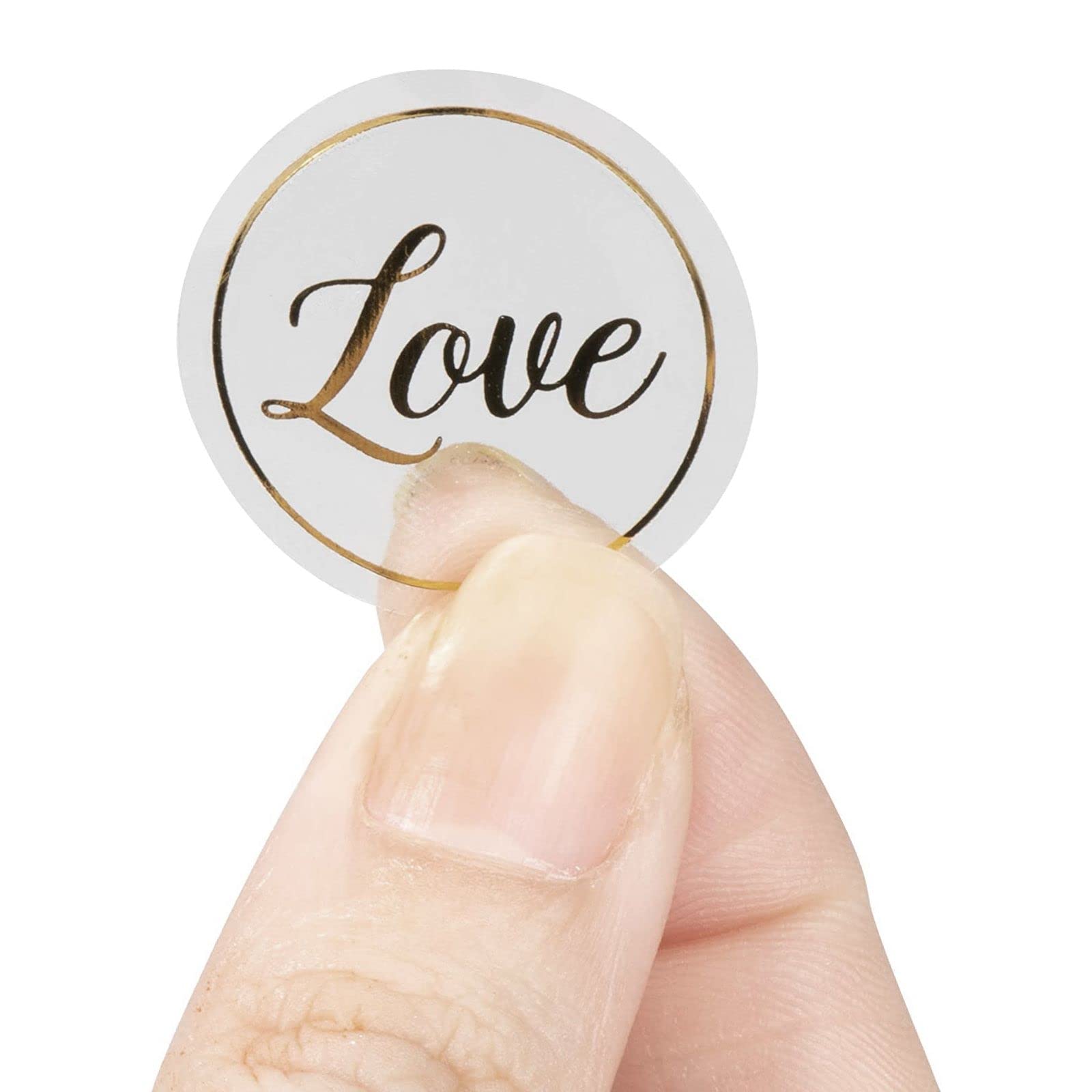 Clear Stickers - 200-Count Wedding Stickers, Gold Envelope Seal Stickers with Love, Adhesive Label for Bridal Shower Invitation, Wedding Invite, Birthday Card, 1 Inches Diameter