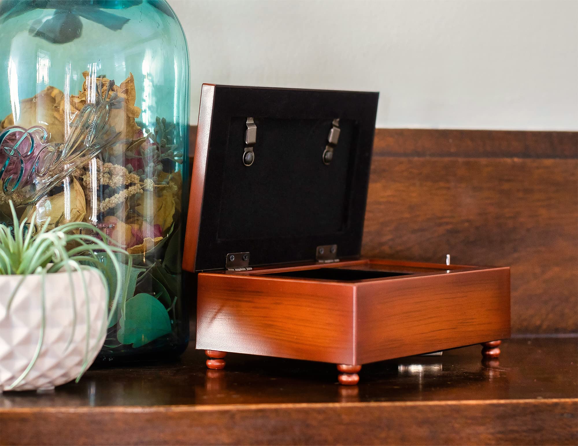 Cottage Garden Memories Woodgrain Rope Trim Petite Music Box Plays You Light Up My Life