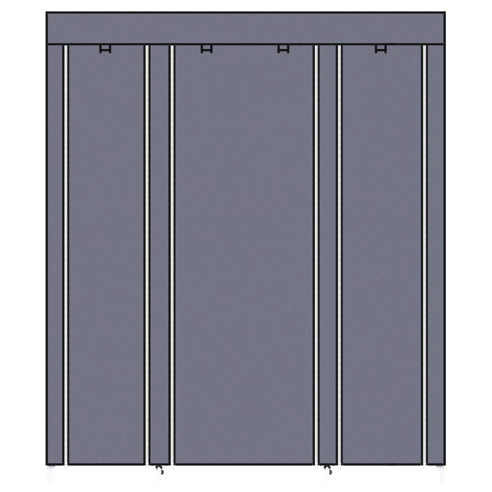 59" SP512 Portable Closet Organizer Non-Woven Fabric Clothes Wardrobe Closet Shelves,Quick and Easy to Assemble (Grey)