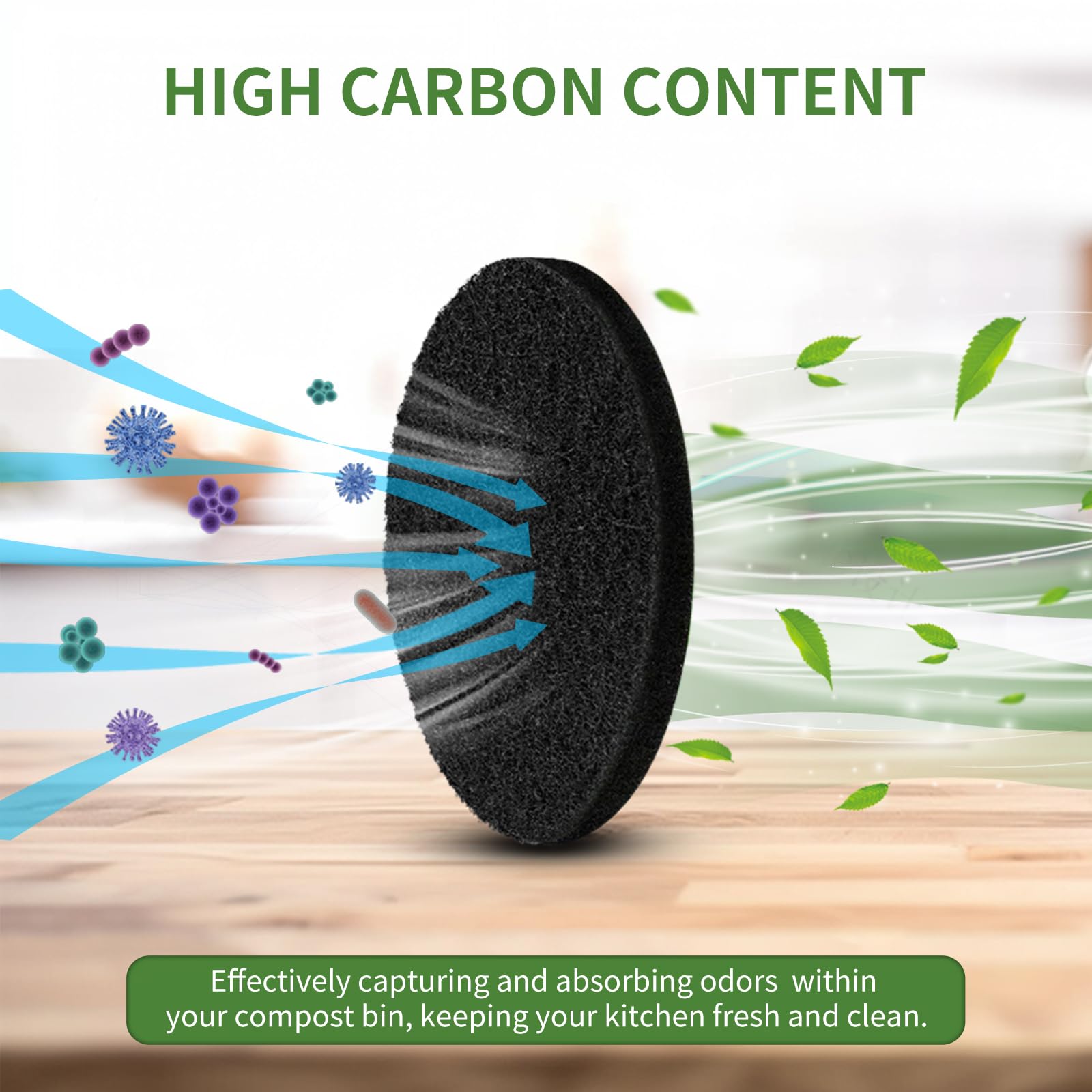 SAIQIANG 6 Pack Compost Filters for Countertop Bin, 6.7 inch Compost Bin Filters Charcoal, Thickening Compost Bin Filter Activated Charcoal Filters for Compost Bucket Bin Filters Replacement