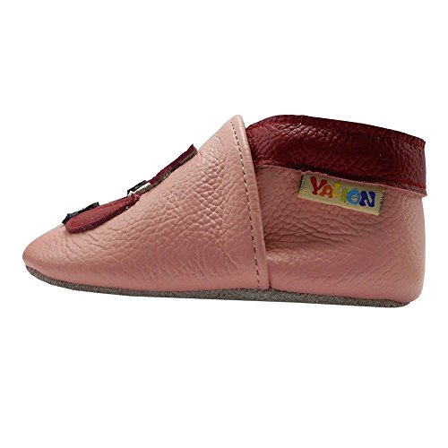 YALION Leather Baby Toddlers Moccasins Infants Crawler First Walker Pre-Walker Shoes Cartoon Fox (Pink,12-18 Months)