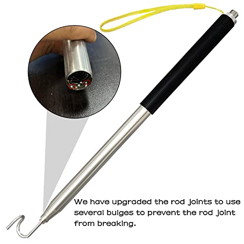 AHRYLXY Telescoping Pole with Hook Magnetic Pickup Grabber Tool, Telescopic Push Pull Rod Wire Grabber Tool Fish Stick, Telescopic Magnetic Pick-Up Tool