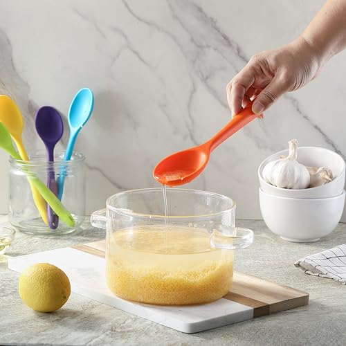 5PCS Silicone Serving Spoons Set, Vituer Heat Resistant Kitchen Spoons for Cooking, Mixing, Stirring and Serving, Dishwasher Safe (5 Pack, Multicolor)
