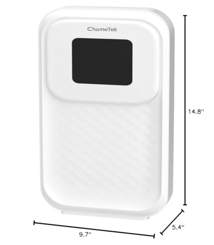 ChameTek Quiet Dehumidifier with Drain Hose for Bedroom Bathroom Basements Garage RV Smart Shut Off 80 OZ 530 Sq.Ft Dual-core Power and Small Space