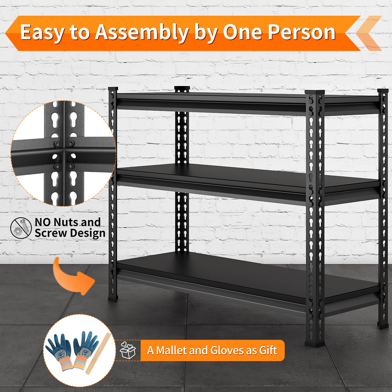 SDXYSTCE 3-Tier Garage Shelving Heavy Duty,40”W x 18”D x 36”H Metal Shelving Unit,1320 lbs Weight Capacity Adjustable Storage Shelves for Retiple Tanks, Aquariums, Pantry, Garage,Black