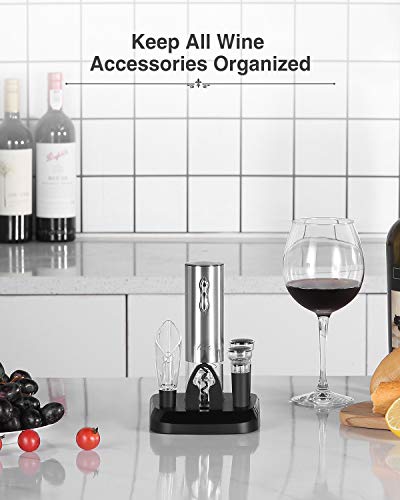 Foneta Electric Wine Opener Rechargeable Wine Bottle Opener with Charging Base, Wine Aerator Pourer, Foil Cutter, Wine Stoppers - Glamour Series