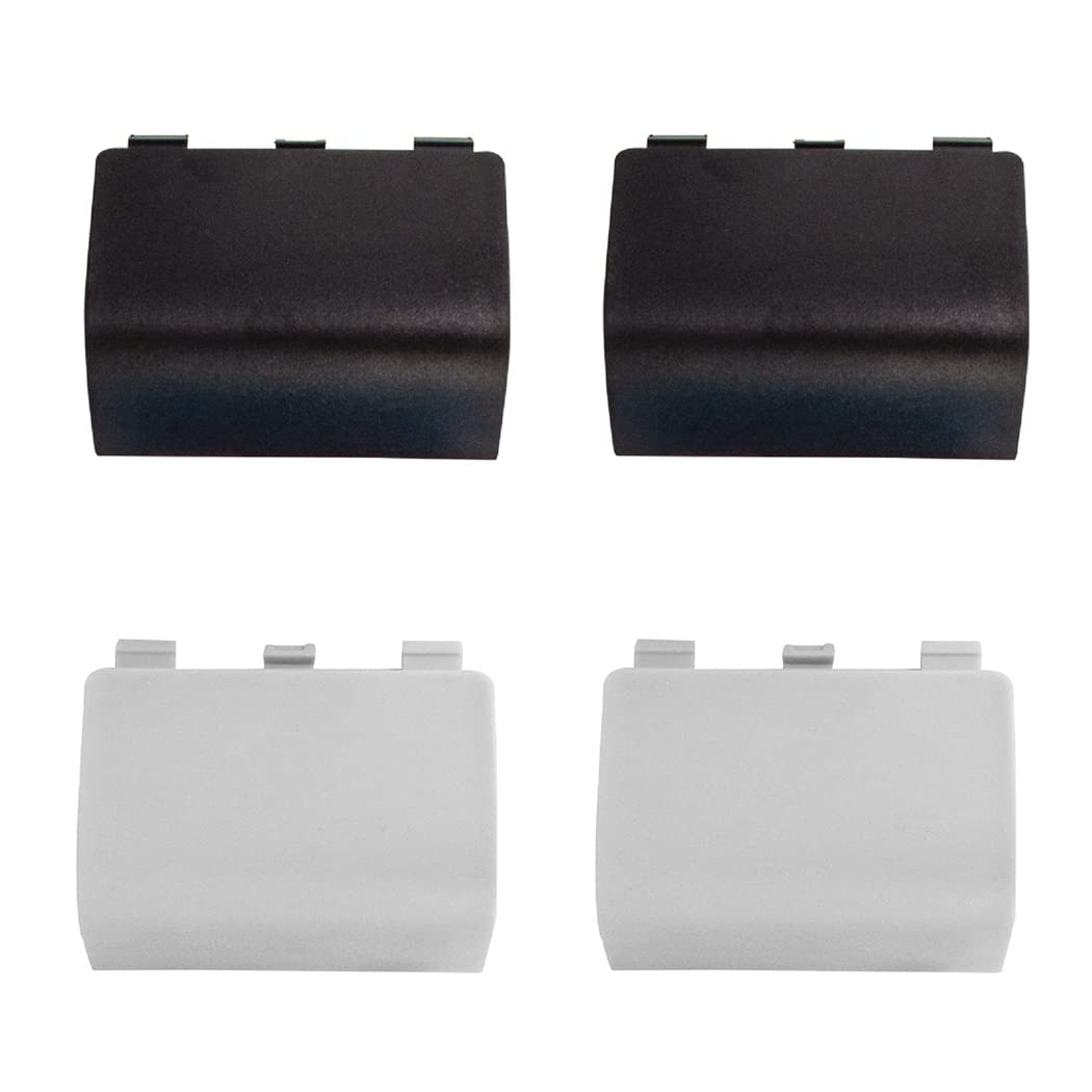 4Pack Replacement Battery Back Cover for Xbox One, Battery Cover Door for Xbox One, Xbox One S Controller, Repair Shell Cover Part for Xbox Wireless Controller(2 Black + 2 White)