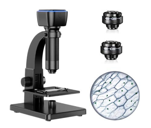 Digital Microscope, 0X-2000X Biological Microscope, WiFi & USB Connection with Dual Lens, 11 LEDs, iOS & Android Windows MacOS Compatible, for School Laboratory Home Education