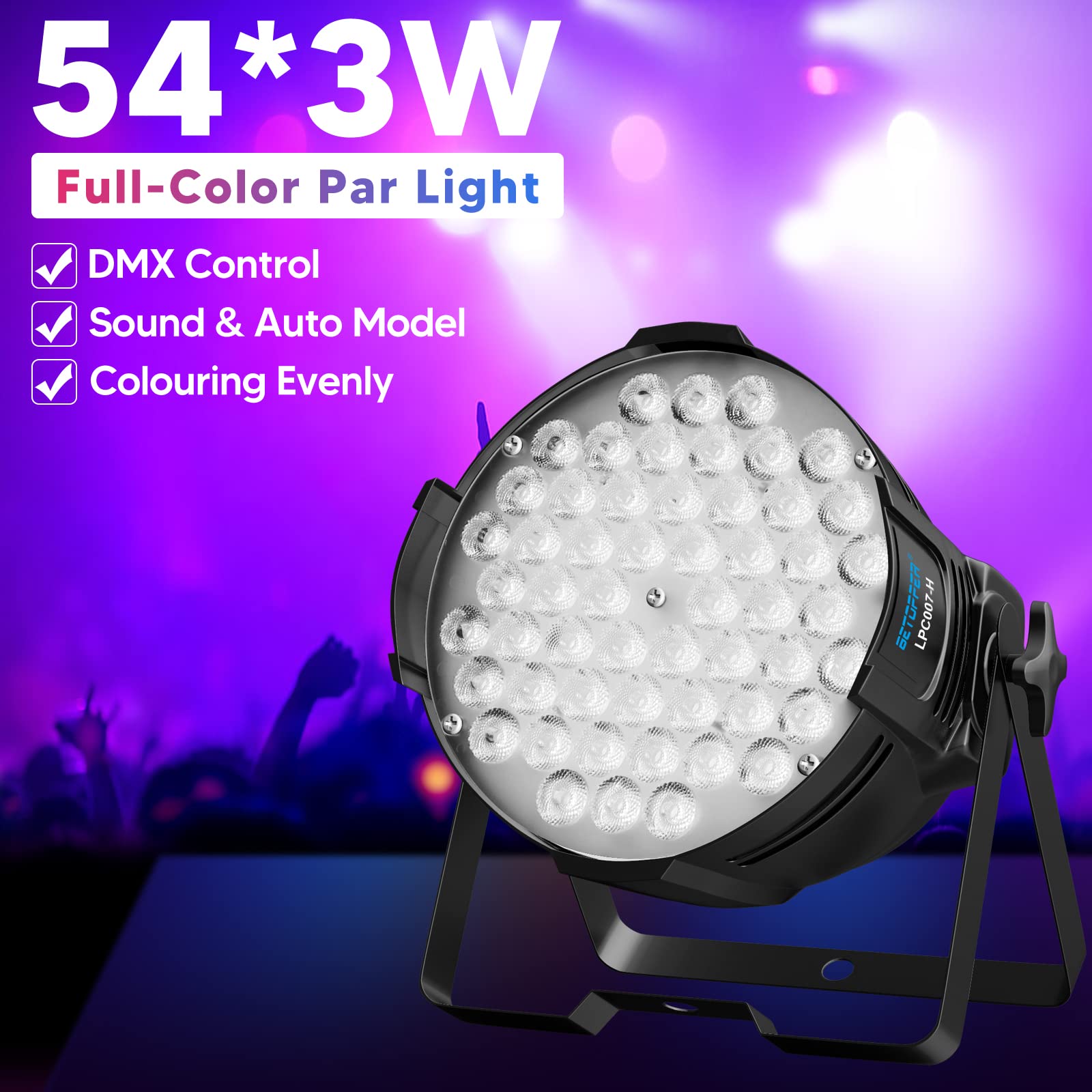 Betopper Strobe Light - Stage Lights Par Lights 54x3W RGB 3-in-1 dj Lights for Parties Professional Disco Backdrop Birthday Dancing Lights for Wedding Bar Yard Room