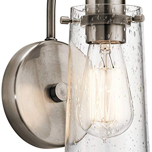 Kichler Braelyn 9.5" 1 Light Wall Sconce with Clear Seeded Glass Classic Pewter