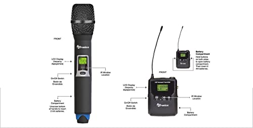 AVTronics Professional Wireless Microphone System, 200 Channel UHF 3 Handheld and 1 Belt Pack and Lavalier, Mic System for Speech, Singing, Events, Church, Karaoke, DJ, Party, and classrooms. Black