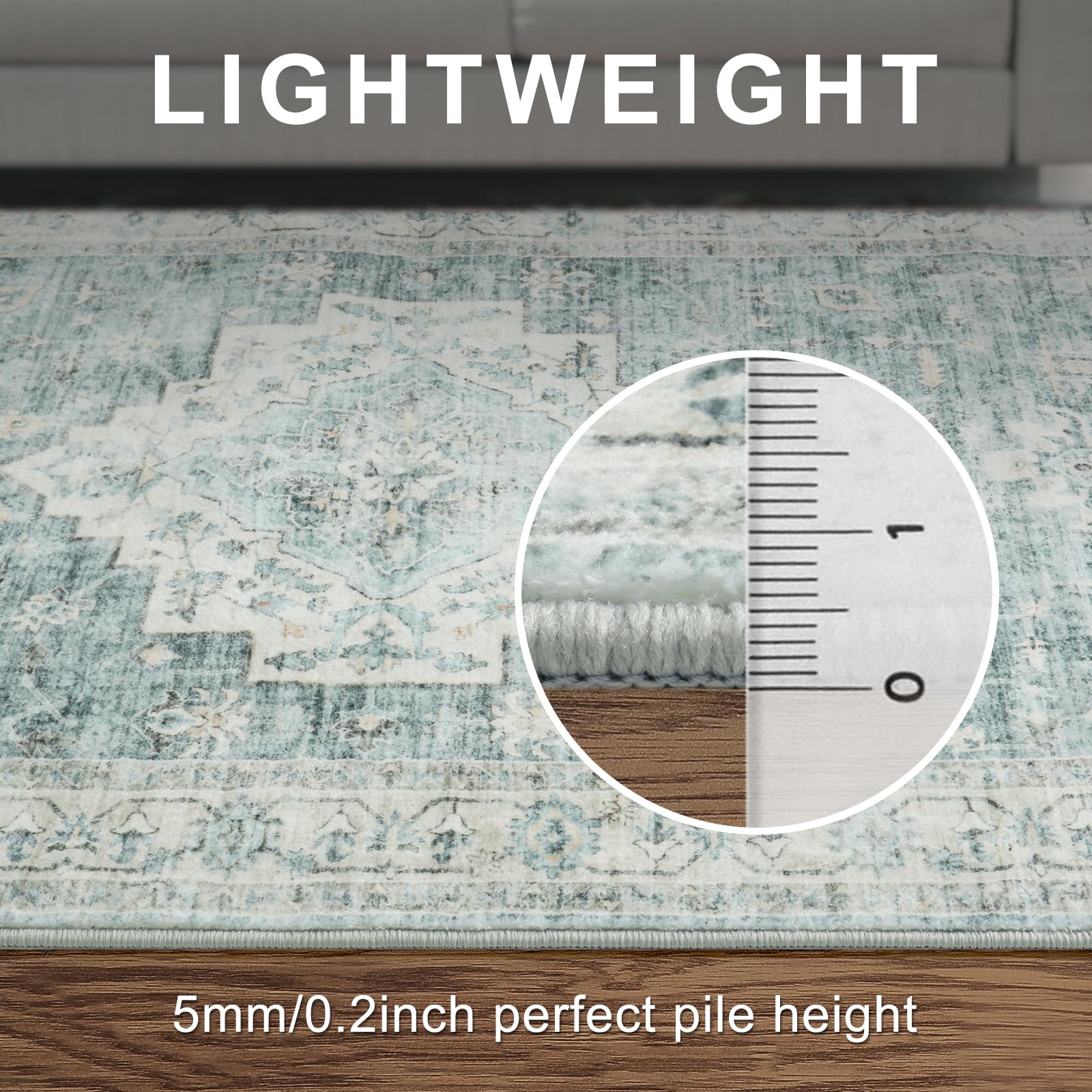 LIVEBOX Washable Kitchen Runner Rug 2x6- Boho Hallway Rug Runner Long Entryway Rug, Low-Pile Accent Rug for Bedroom, Non-Slip Soft Carpet Runner Throw Rug for Bathroom Laundry Room, Sage Green