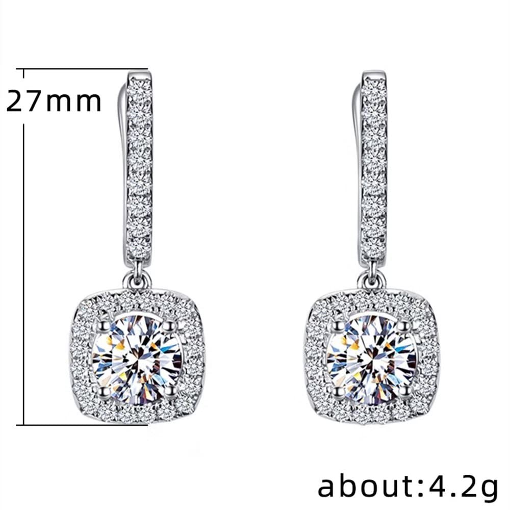 Aioweika Hoop Earrings for Women Exquisite Micro-Set Zircon Ear Buckles Shiny Temperament Earrings Square Dangle Earring