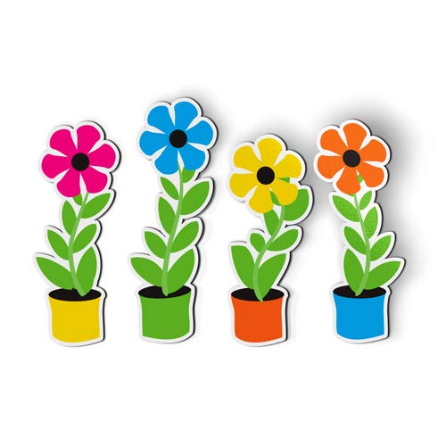 AK Wall Art Flowers in Pots Cute Set of 4 - Magnets - Flexible Waterproof - Fridge Locker - Select Size