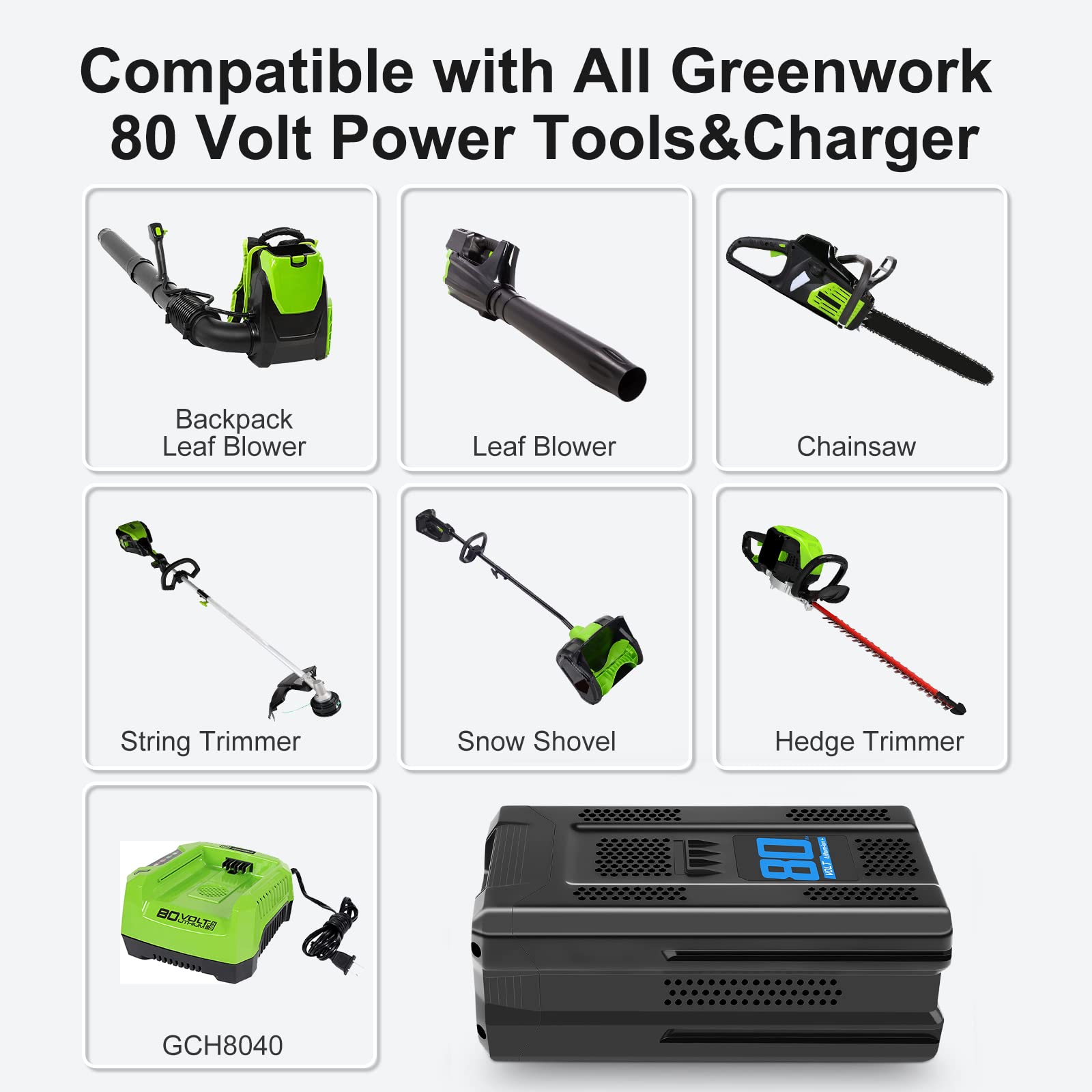 80V 6.0 Ah Lithium Ion Battery Replace for Greenwork PRO 80V Max GBA80200 GBA80250 GBA80400 GBA80500