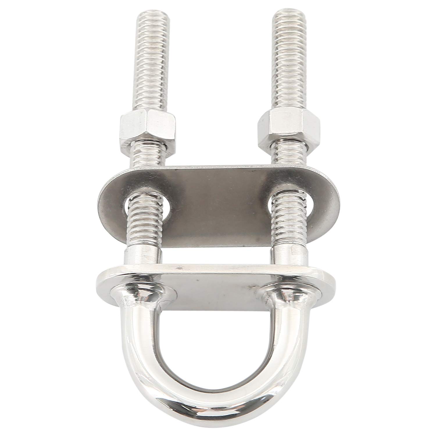 NovelBee 2-Pack 3/8" Stock Stainless Steel Stern Bow Eye U Bolt with Welding Plate,Washer and Hex Nuts (Overall Length:4-1/2")