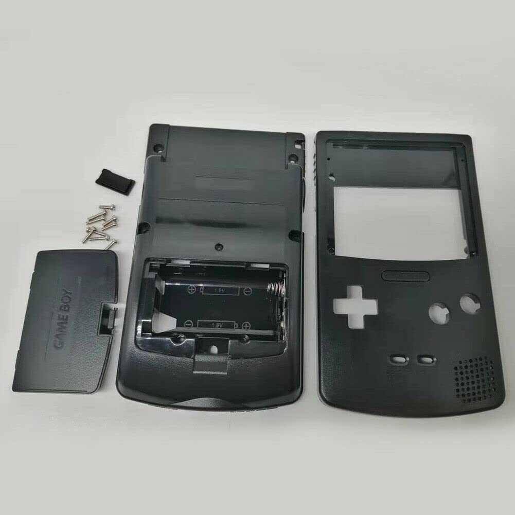 Cowhilan Replacement IPS Full Housing Shell Case + Screwdrivers Compatible with Gameboy Color GBC IPS Highlight Screen Console, Black