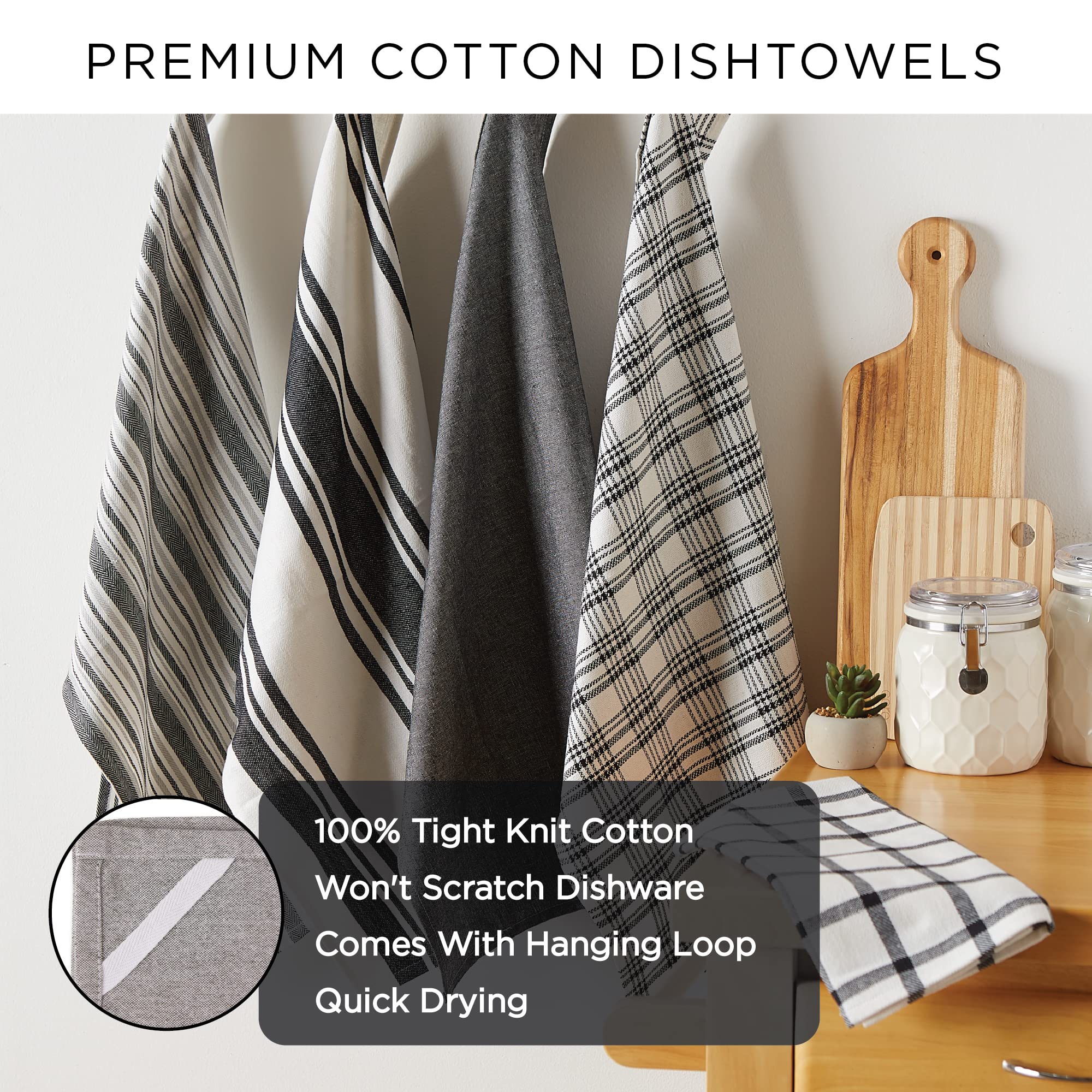 DII Buffalo Check Kitchen Collection, Classic Farmhouse Dishtowel Set, 20x30, Pink &White, 3 Piece