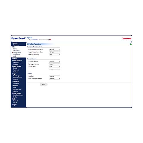 CyberPower OR1500LCDRT2U Smart App LCD UPS System, 1500VA/900W, 8 Outlets, AVR, 2U Rack/Tower