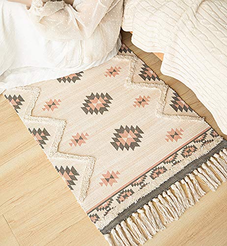 Wolala Home Print Tufted Rug Mat Boho Geometric Tassels Throw Area Rugs Machine Washable Fringe with Non-Slip Mat for Bathroom,Bedroom,Living Room,Laundry Room Kitchen Rug,Doormat (2'x3')
