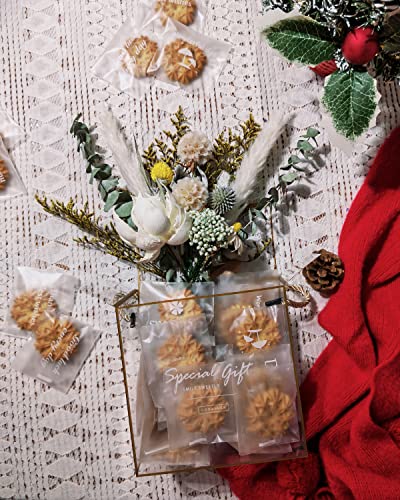 Atenzol Clear Box with Lid Handle (5PCS), 5.5x3x5.5 Candy/Cookie/Favor/Gift Box, Golden Lining, Blank without Writing