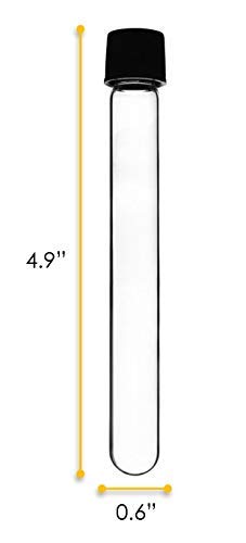 EISCO 24PK Test Tubes, 15ml - Bakelite Screw Cap with Rubber Liner - Borosilicate 3.3 Glass - 4.9" x 0.6" - Round Bottom - Leak Proof