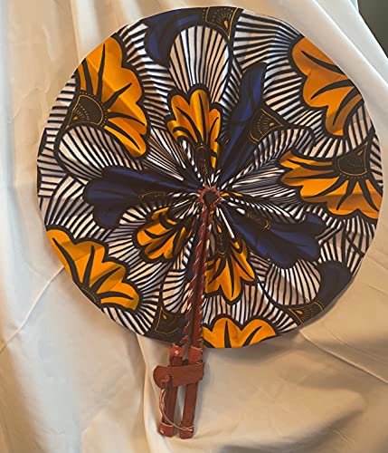 African Print Handheld Leather Folding Fan (White, Black, Brown)