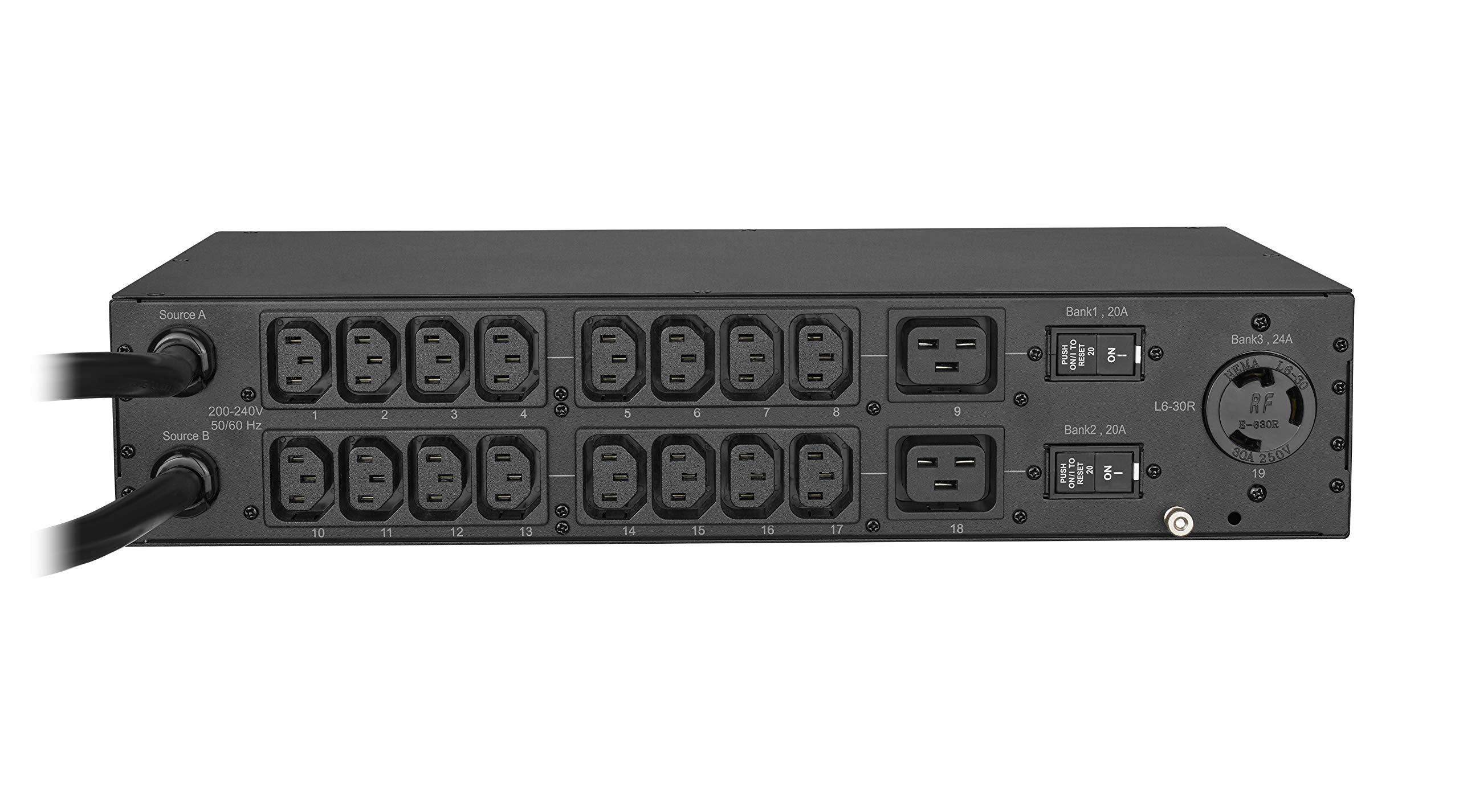 CyberPower PDU30MHVT19AT Metered ATS PDU, 200-240V/30A, 19 Outlets, 2U Rackmount