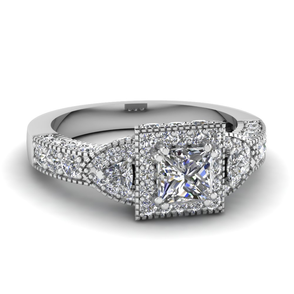 55Carat Square Art Nouveau Diamond Ring Sterling Silver Created Cubic Zircon Princess Shape White Color Vintage Engagement Rings Pave Setting in Size 12 Handcraft Chakra Healing