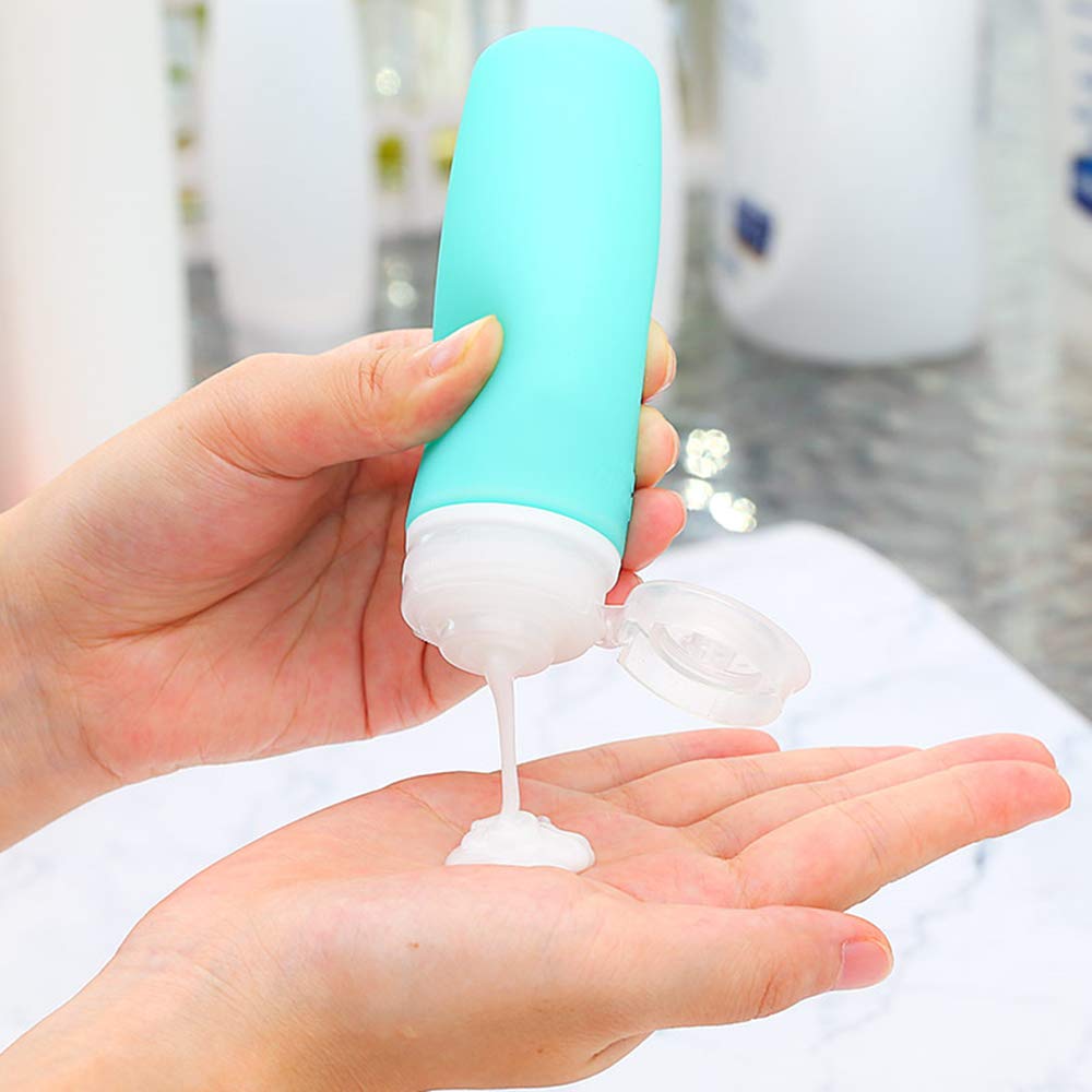 HubHnb 3.4 oz 100 ml Leakproof Silicone Travel Bottles, 4 Pack Portable Refillable Food-grade Travel Containers