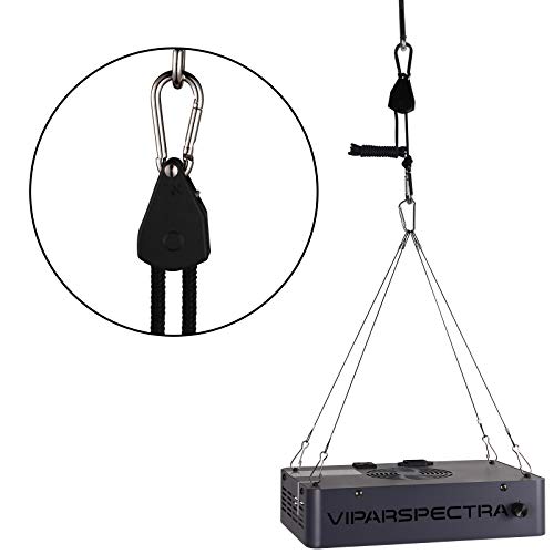 VIPARSPECTRA 6 Pair of 1/8 inch Heavy Duty Adjustable Grow Light Rope Hanger for Grow Light Fixtures & Gardening, 150lb Capacity