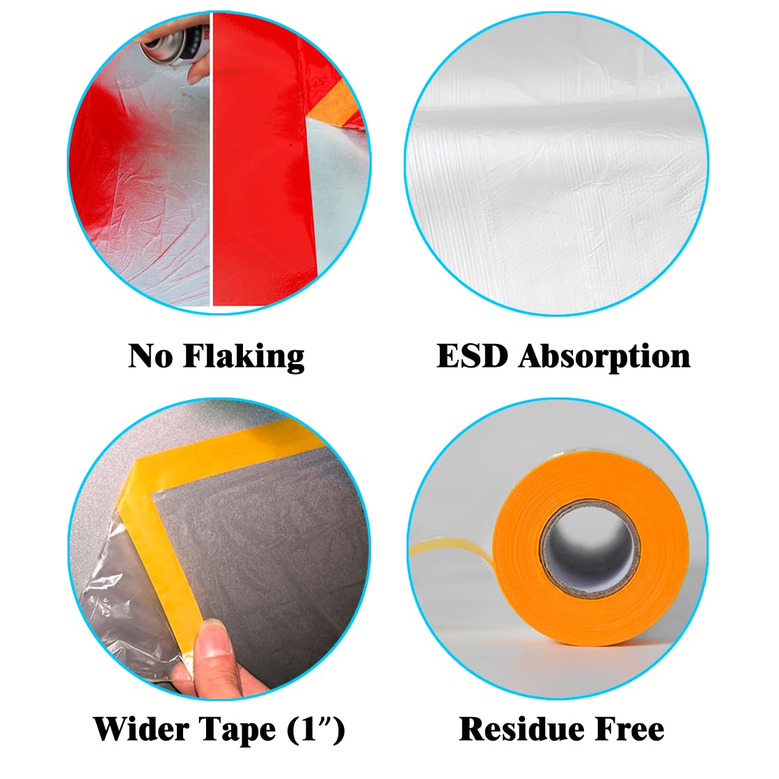 LLPT Tape and Drape 59.1β(Unfolded) x 66 Ft Each 2 Pack Pre-Taped Masking Film 0.27 Mil Painters Plastic Drop Cloth for Auto Wall Furniture Painting Protection (MFT1502)
