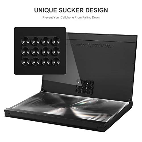 NICERIO 3D Universal Screen Magnifier,Foldable 12 in HD Cellphone Amplifier Screen Enlarger with Phone Sucker for Watching Video Movies,Compatible for iPhone Xs/X Max/XR/X/8/8Plus/Samsung/HUAWEI ETC