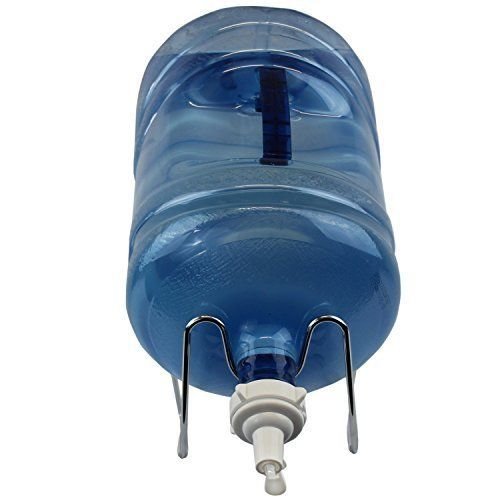 AquaNation Chrome Silver Metal Plated 3 - 5 Gallon Water Bottle Jug Canteen Stand and Dispenser Valve for 48mm 55mm Non Threaded Snap On Crown Top Large Reusable Water Jugs Bottles (55mm)